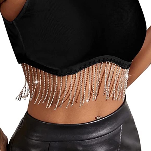 Tops | Rhinestone Cropped Tank Top | Poshmark